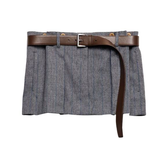 Prada | Skirts | Prada Women Pinstriped Woo Mini Skirt | Poshmark